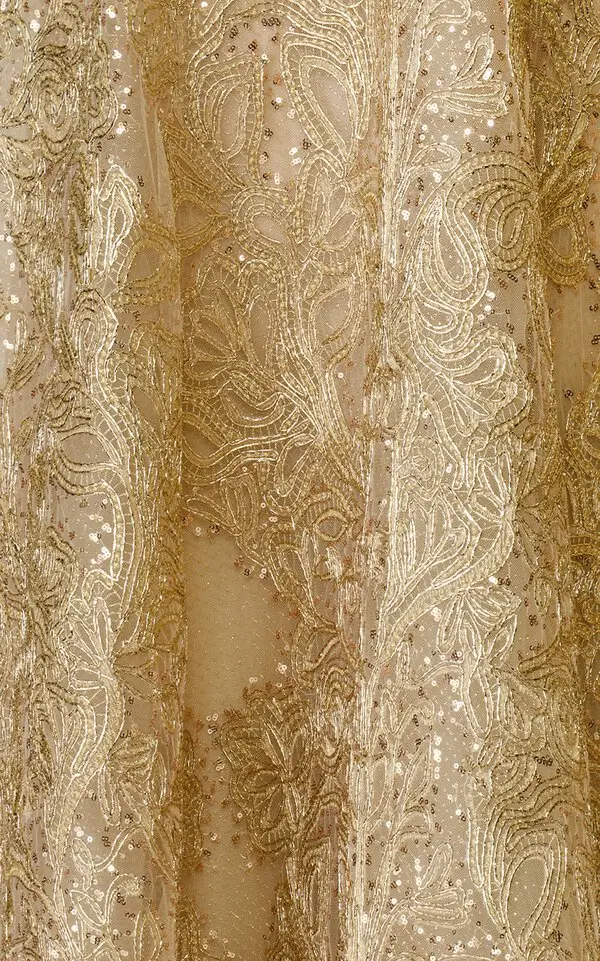 Naeem Khan Metallic Raffia Bustier Strapless Gown - Gold