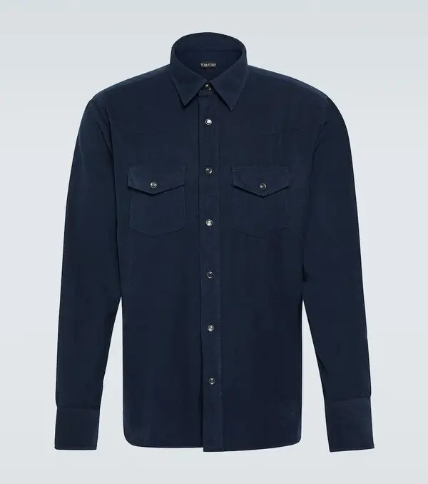 TOM FORD Cotton Corduroy Western Shirt - Blue