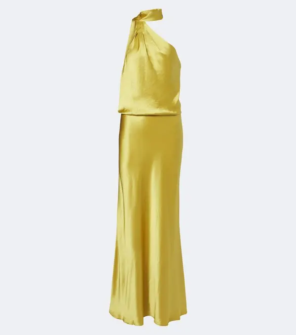 Staud Estelle One-shoulder Satin Maxi Dress - Yellow