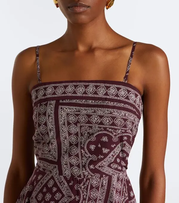 Veronica Beard Printed Cotton-blend Midi Dress - Burgundy