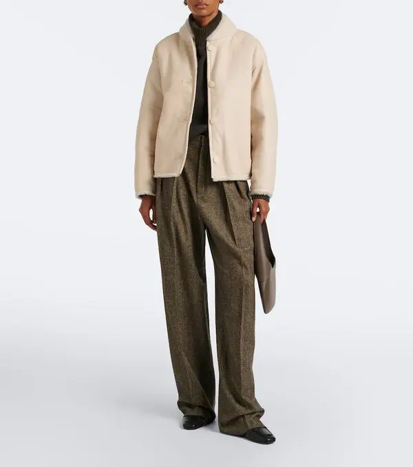 YVES SALOMON Shearling-trimmed Leather Jacket