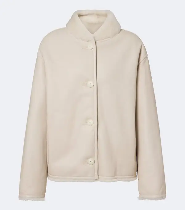 YVES SALOMON Reversible Shearling-trimmed Leather Jacket - White