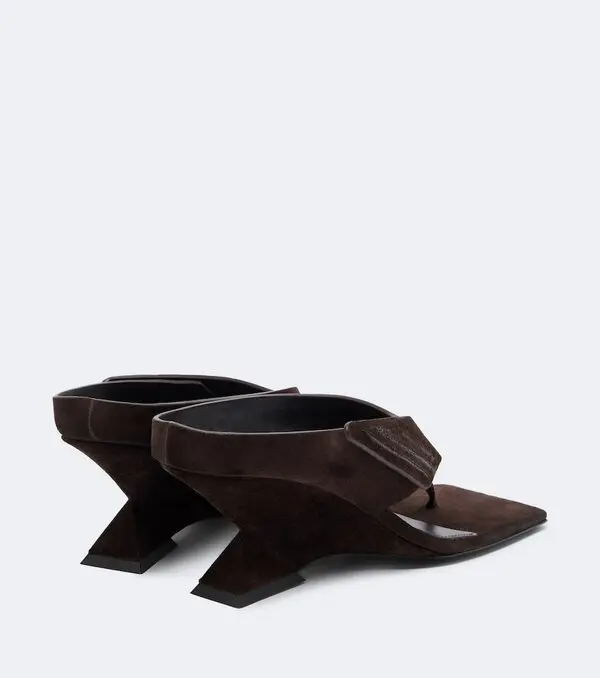 Attico Cheope Suede Thong Sandals Dark
