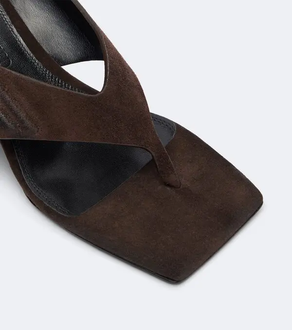 Attico Cheope Suede Thong Sandals Dark