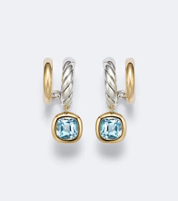 David Yurman Mercer 18kt Yellow And Sterling Silver Earrings With Topaz - Gold