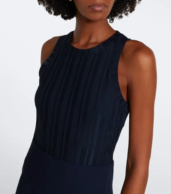 Veronica Beard Thalissa Draped Ribbed-knit Midi Dress