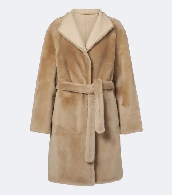 YVES SALOMON Reversible Shearling Coat - Beige