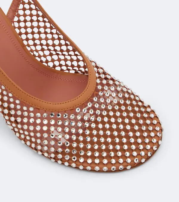 Amina Muaddi Dolly Crystal Embellished Slingback Pumps