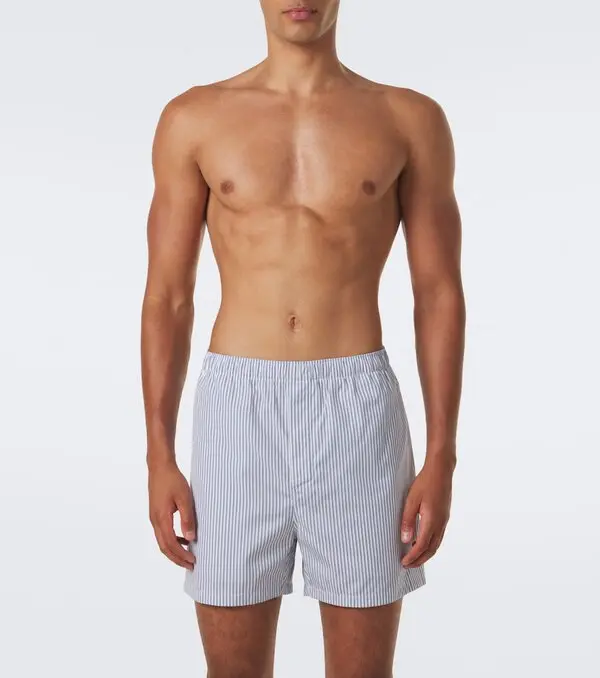 Saint Laurent Cassandre Striped Cotton Poplin Boxers
