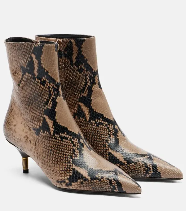 Khaite Bella Snake-effect Leather Ankle Boots - Beige