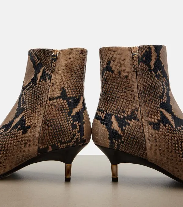 Khaite Bella Snake-effect Leather Ankle Boots - Beige