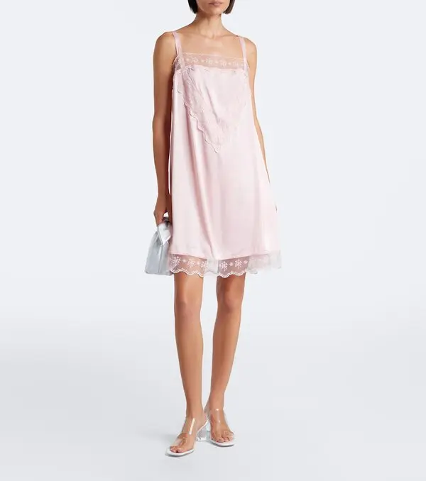 Simone Rocha Lace-trimmed Satin Slip Dress