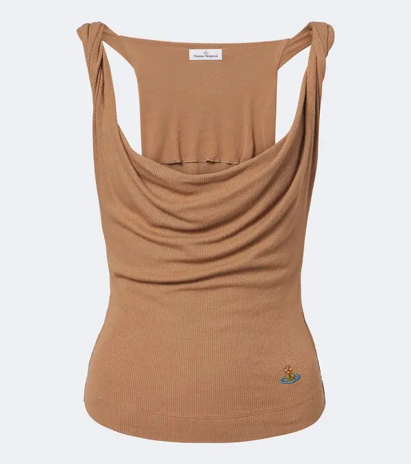 VIVIENNE WESTWOOD Draped Knitted Tank Top Cardboard - Brown