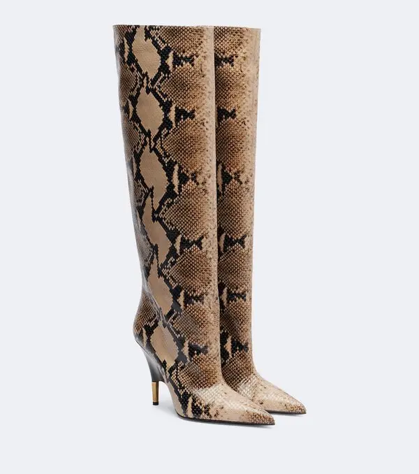 Khaite Bella Snake-effect Leather Knee-high Boots - Brown