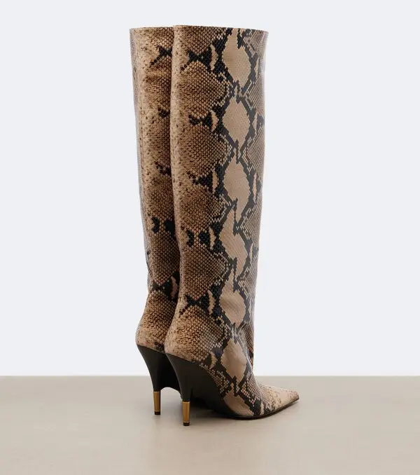 Khaite Bella Snake-effect Leather Knee-high Boots