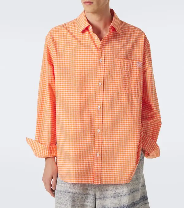 Loewe Checked Cotton-blend Shirt - Orange