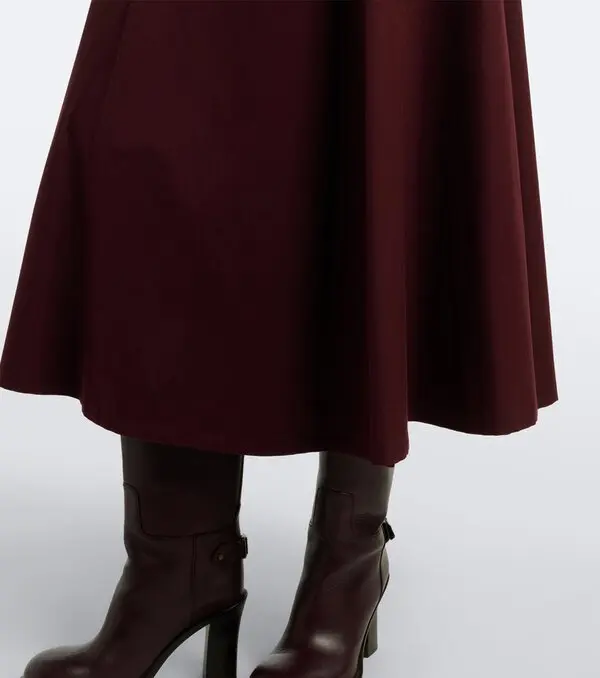Burberry Cotton Midi Skirt - Red