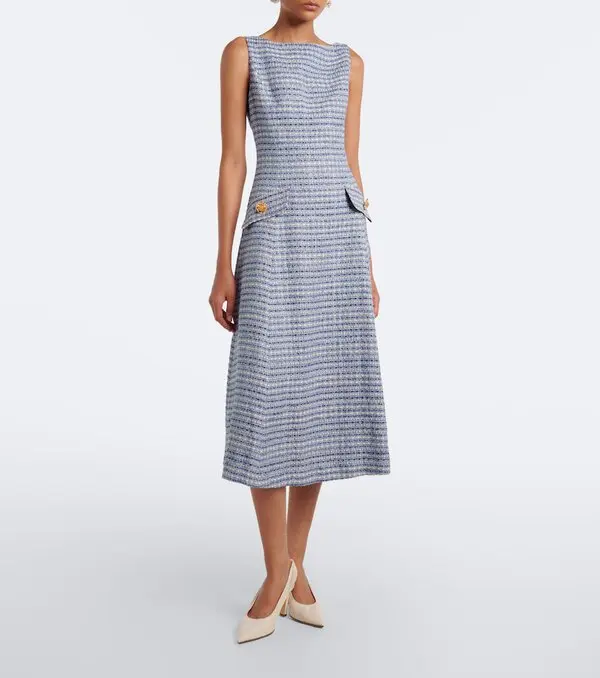 Carolina Herrera Multi Cotton-blend Tweed Midi Dress