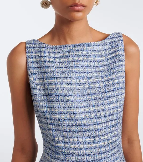 Carolina Herrera Multi Cotton-blend Tweed Midi Dress