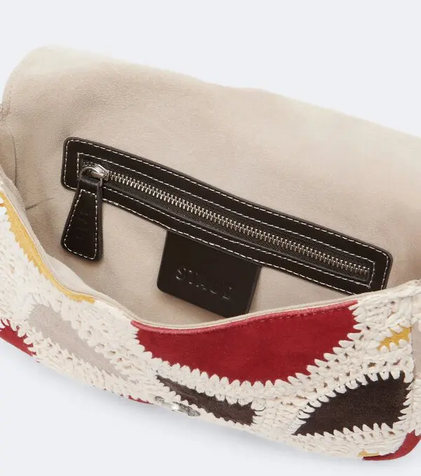 Staud Harlow Small Suede And Crochet Shoulder Bag