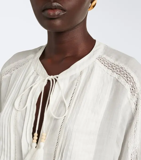 Veronica Beard Sawyer Ramie Blouse - White