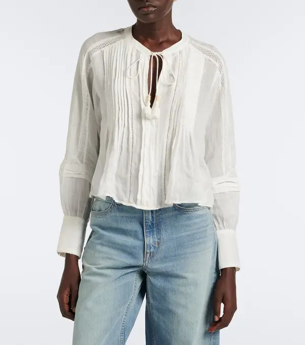 Veronica Beard Sawyer Ramie Blouse - White