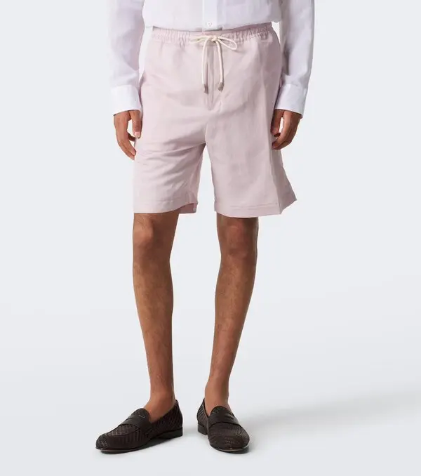 Canali Linen And Silk Shorts - Pink