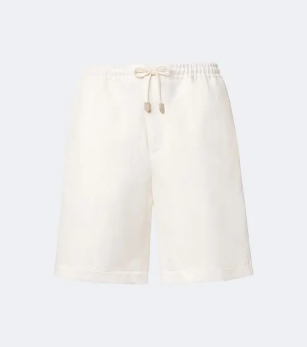 Canali Linen And Silk Blend Shorts - White