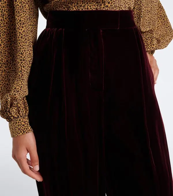 Valentino Garavani Velvet Wide-leg Pants - Burgundy