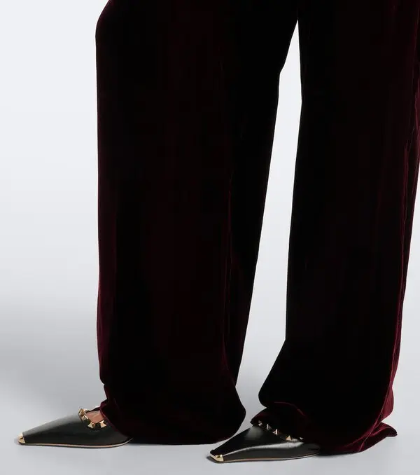 Valentino Garavani Velvet Wide-leg Pants - Burgundy