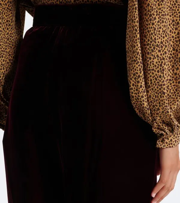 Valentino Garavani Velvet Wide-leg Pants - Burgundy