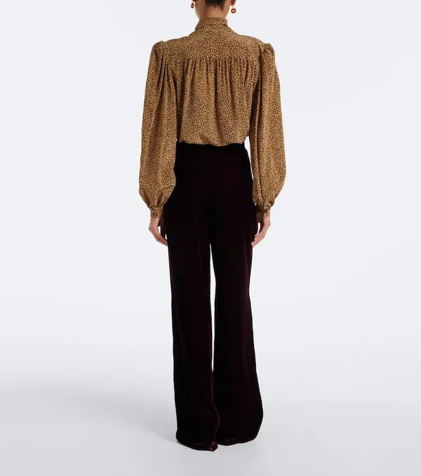 Valentino Garavani Velvet Wide-leg Pants - Burgundy