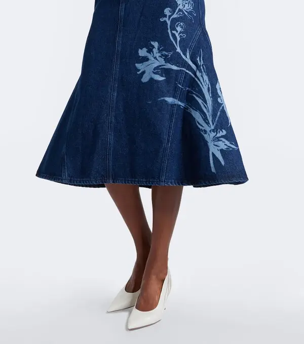 Erdem Printed Denim Midi Dress