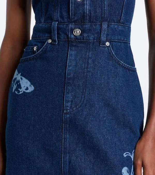 Erdem Printed Denim Midi Dress