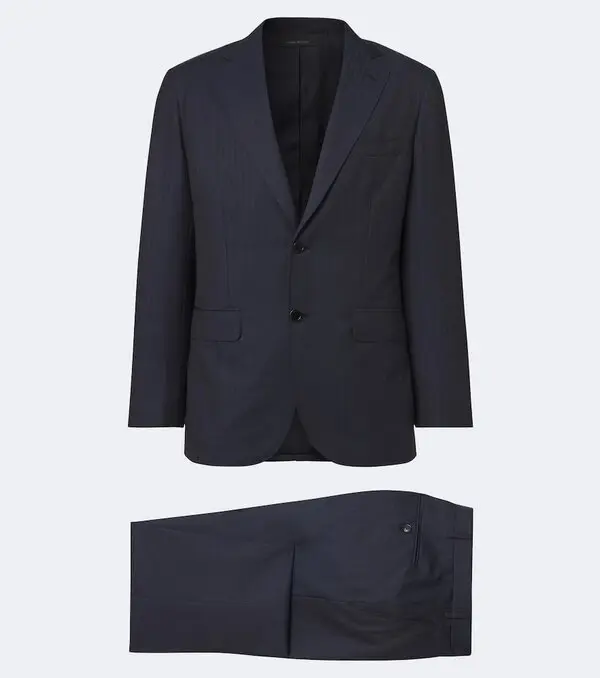 Brioni Striped Wool Suit - Blue