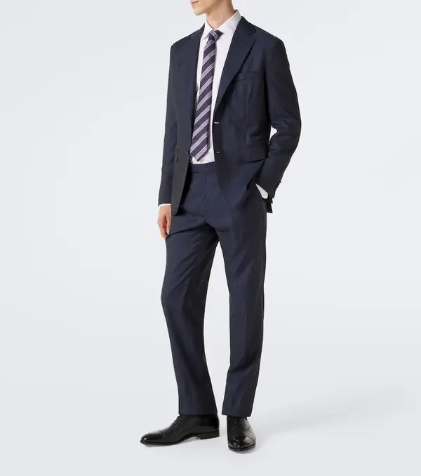 Brioni Striped Wool Suit - Blue