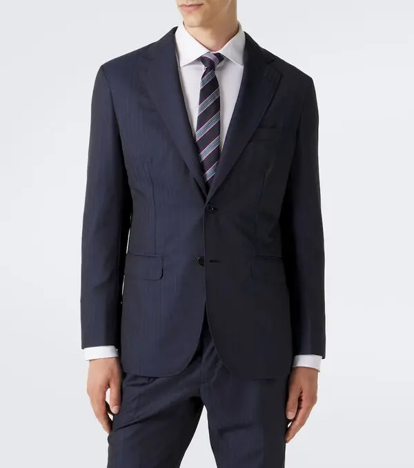 Brioni Striped Wool Suit - Blue