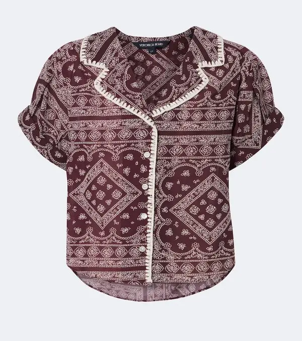 Veronica Beard Ilene Printed Cotton-blend Shirt - Burgundy