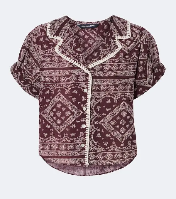 Veronica Beard Printed Cotton-blend Shirt - Burgundy