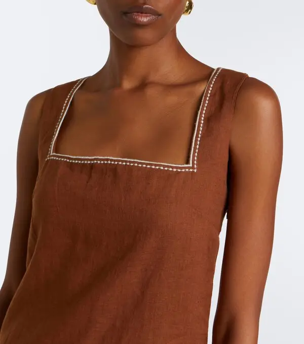 Veronica Beard Shanice Linen Minidress - Brown