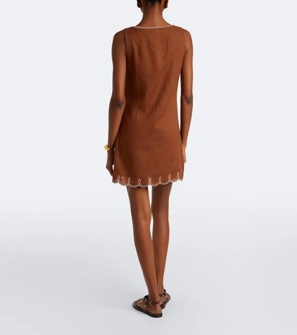 Veronica Beard Shanice Linen Minidress - Brown