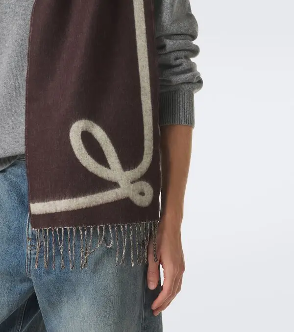 Loewe Wool And Cashmere Scarf - Brown