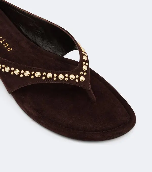 HERBERT LEVINE Embellished Suede Thong Sandals