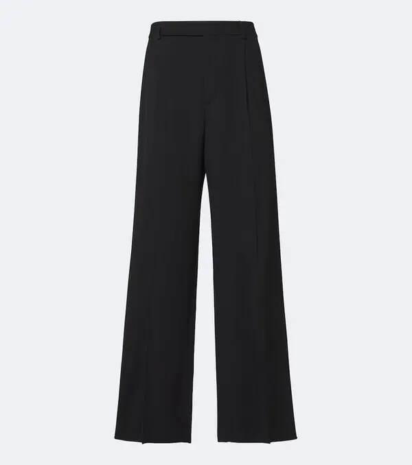 Saint Laurent Pinstripe Wool-blend Wide-leg Pants