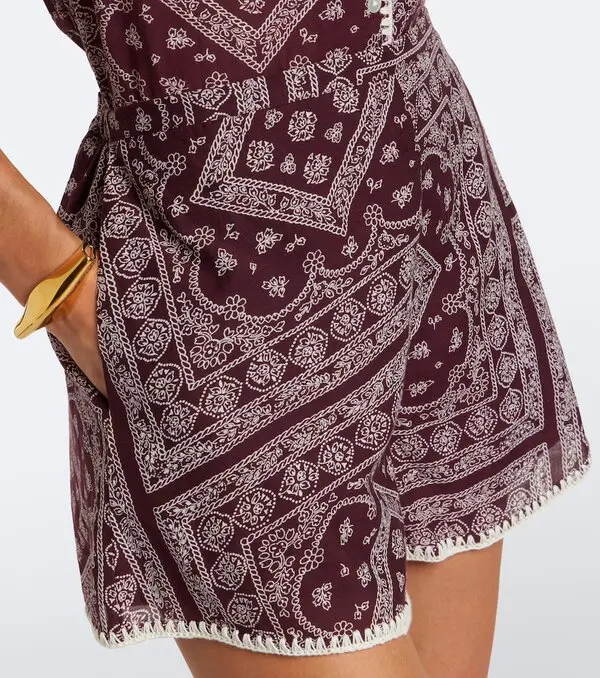 Veronica Beard Tennison Printed Cotton-blend Shorts - Burgundy