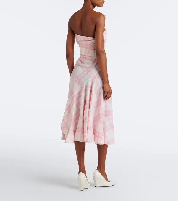VIVIENNE WESTWOOD Spiral Checked Wool-blend Bustier Dress