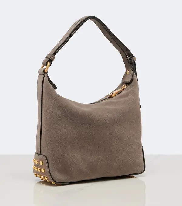 TOD'S Mini Suede Top-handle Bag With Metal Dots - Grey