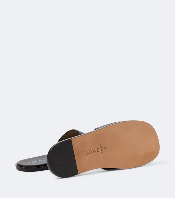 Loewe Origami Leather Slides - Black