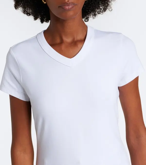 Veronica Beard Devin Cotton-blend Jersey V-neck T-shirt - White
