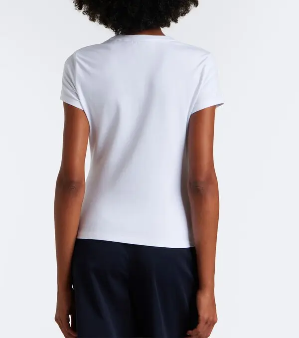 Veronica Beard Devin Cotton-blend Jersey V-neck T-shirt - White